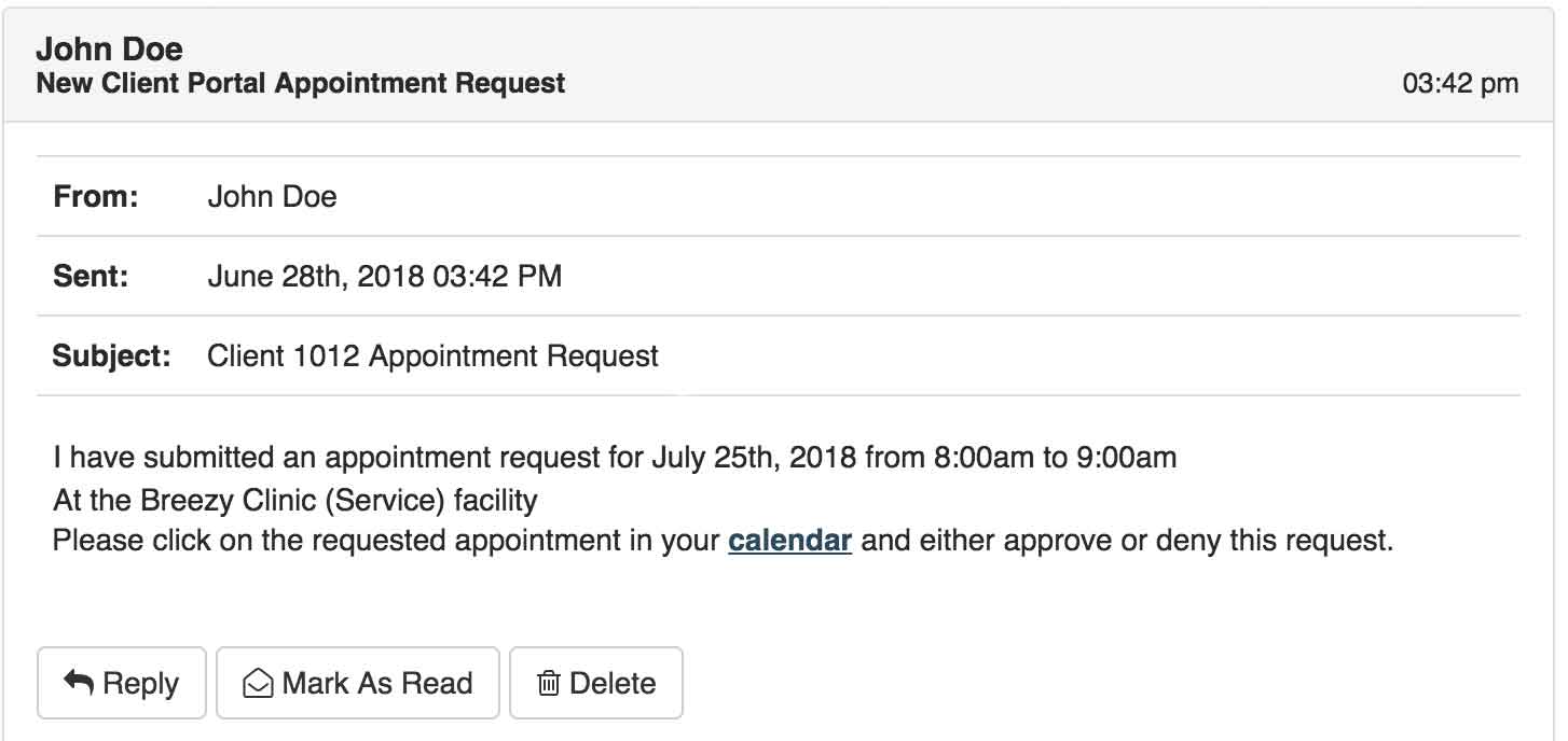 Client Portal: The Calendar and Requesting an Appointment - BreezyNotes EHR